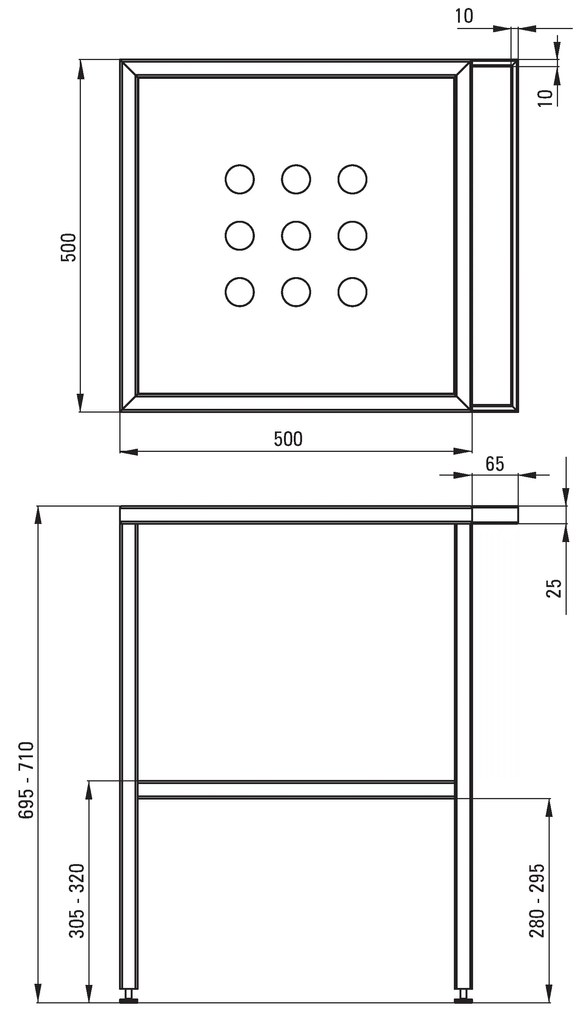Deante Deante, stojící koupelnová konzola 565x500 mm, černá matná, CST_X50A