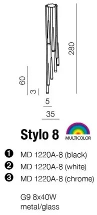 Minimalistické svítidlo Stylo 8 chrom