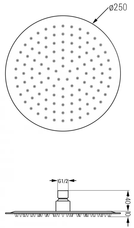 Mexen sprchová nerezová hlavice Round 25 cm, zlatá, 79225-50