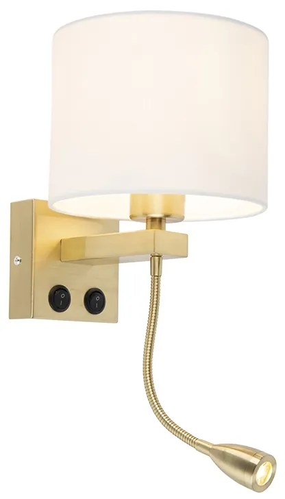 Nástěnná lampa ve stylu art deco zlatá s bílým odstínem - Brescia