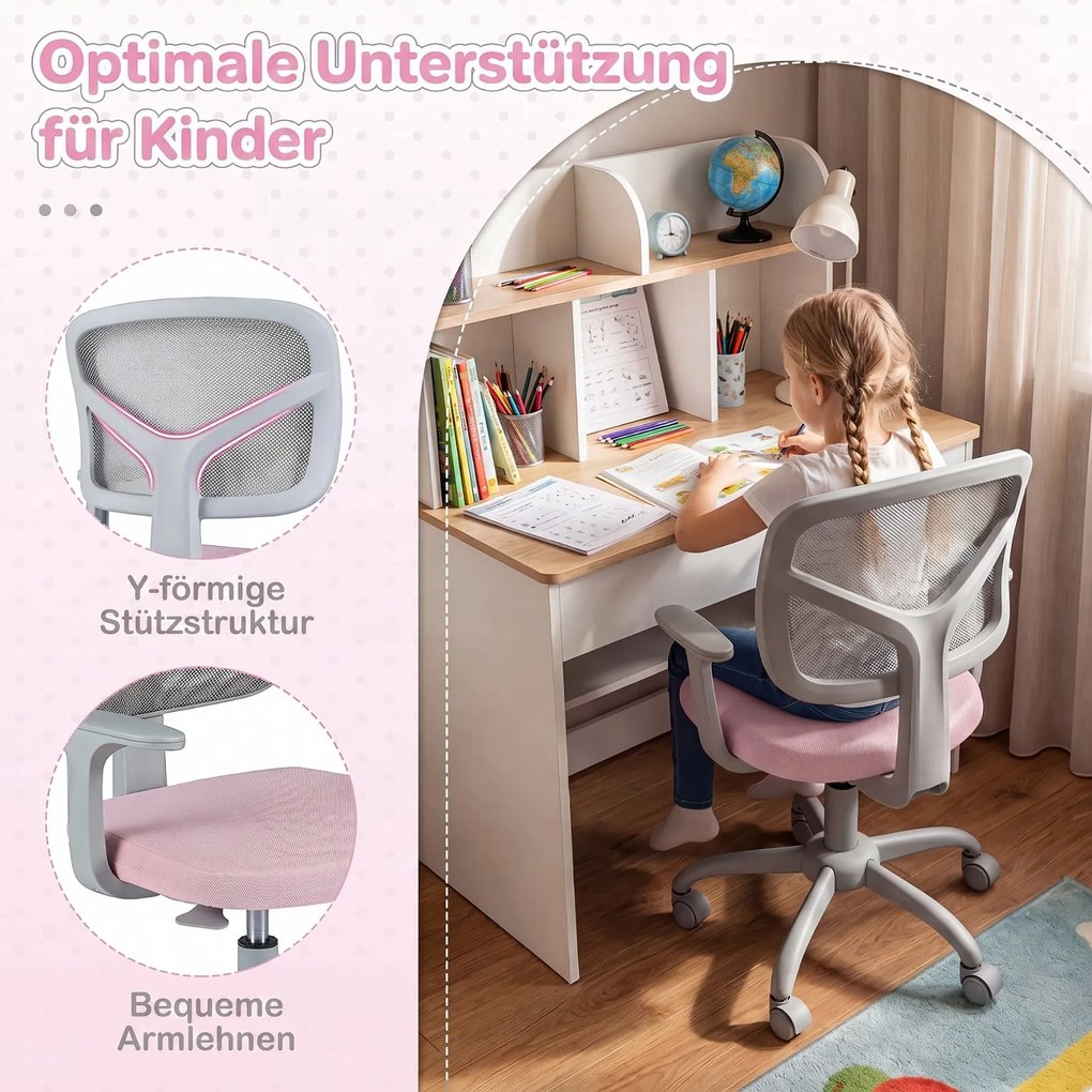 Costway Ergonomická dětská psací židle s nastavitelnou výškou a samosvornými