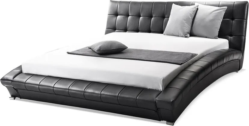 Vodní kožená černá postel 160x200 cm LILLE