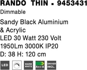 Závěsné LED svítidlo NOVA LUCE RANDO THIN 30W 3000K 9453431 stmívatelné Triac