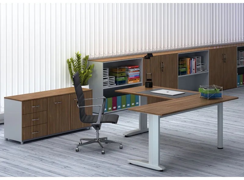 Rohový kancelářský psací stůl PRIMO FLEXIBLE 1800 x 1800 mm, wenge