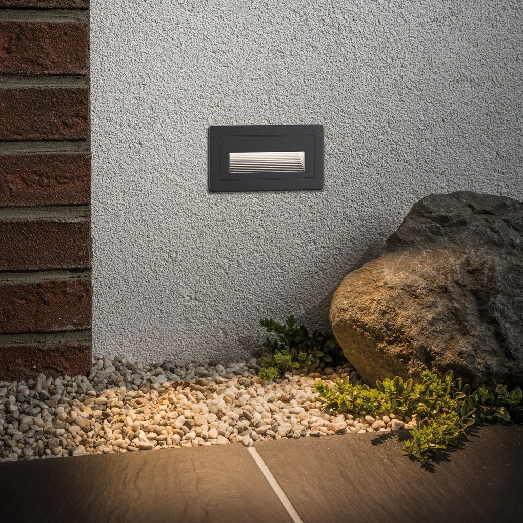 P 94383 Venkovní vestavné svítidlo do zdi Long LED černá IP44 4W 230V teplá bílá 103x58mm - PAULMANN