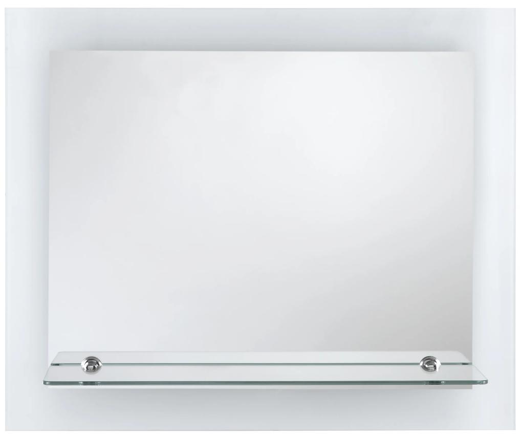 AMIRRO Zrcadlo do koupelny ATHOS 60 x 50 cm s pískovaným okrajem a s poličkou 712-116