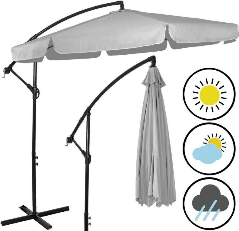 Zahradní slunečník 290 cm, světle šedý SPRINGOS CASABLANCA GU0042