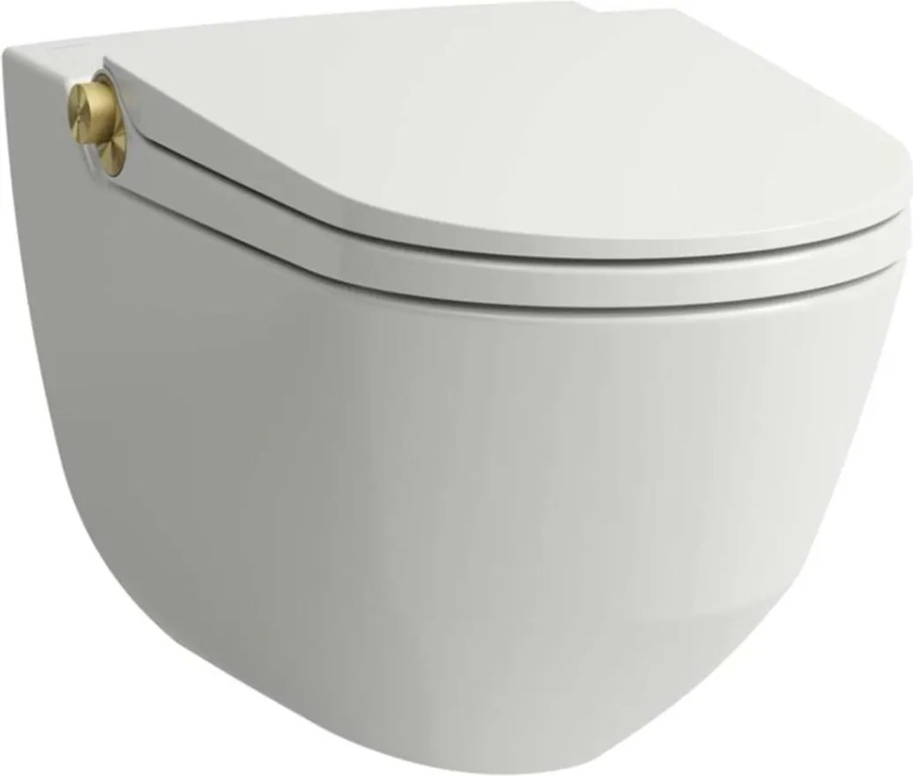 Laufen Cleanet Riva - Elektronický bidet s keramikou, závěsný, Rimless, SoftClose, LCC, bílá/matné zlato H8206914020001