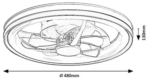 Rabalux 71335-LED Stm. str. svít. s venti. FANRICIUS 40W/230V 3000/4000/6000K+DO