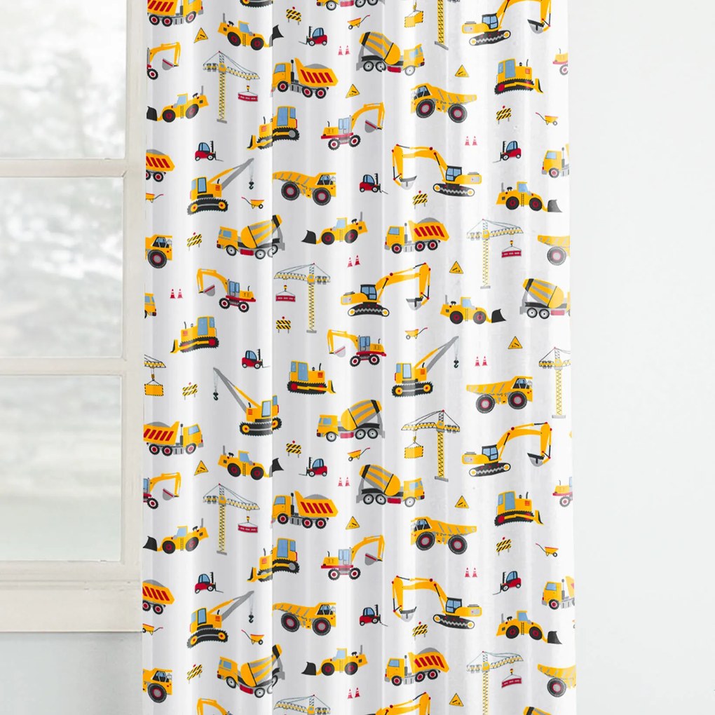 Goldea dětský bavlněný závěs - nákladní auta a bagry 220x150 cm