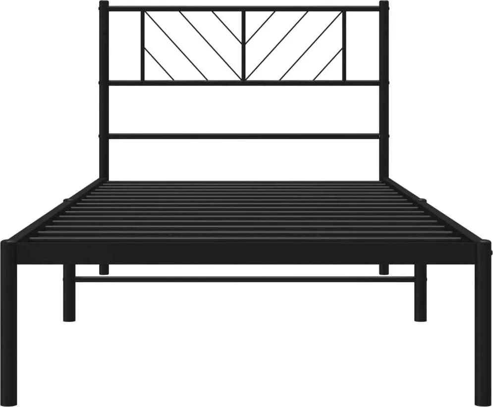 vidaXL Kovový rám postele s čelem 107 x 203 cm [372175] Barva: Bílá