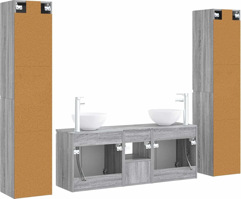 Sada koupelnového nábytku 5 ks Šedý Sonoma 33 x 34,5 x 160 cm 3406029