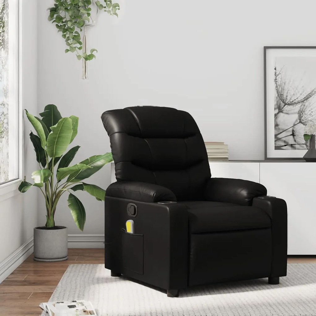 Masážní polohovací křeslo černé, umělá kůže 3206847