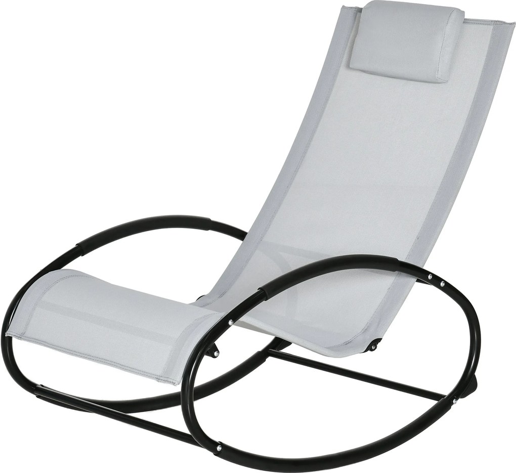 Outsunny Zahradní houpací křeslo Zero Gravity, ergonomická zahradní relaxační židle s prodyšnou textilií a polstrováním pro vnitřní i venkovní použití