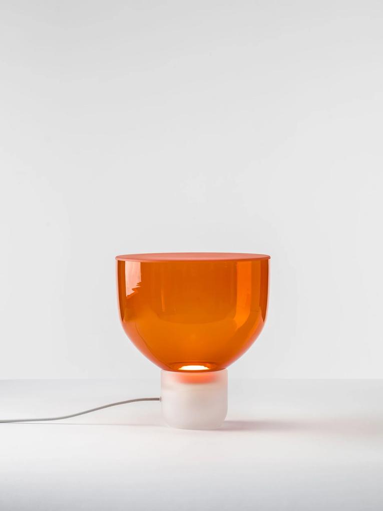 Designová stolní lampa Brokis Lightline S, PC972 Barva skla: oranžová - transparentní sklo, BARVA SPODNÍ ČÁSTI SKLA: transparentní sklo, POVRCHOVÁ ÚPRAVA SPODNÍ ČÁSTI SKLA: matovaný oboustranný povrch skloviny