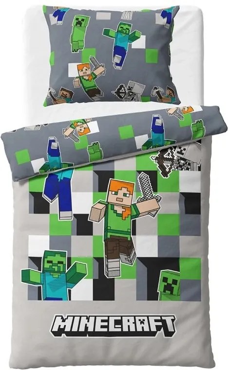 Carbotex Dětské povlečení Minecraft Objev svůj svět 140x200 + 70x90 cm