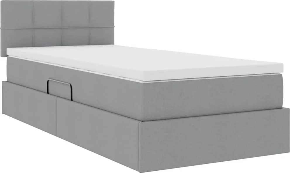 Postel s úložným prostorem a matrací Světle šedá 90 x 190 cm 3370476