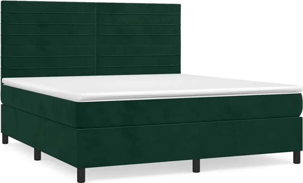 Box spring postel s matrací tmavě zelená 180x200 cm samet 3143100