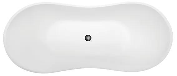 Besco Volně stojící vana z litého mramoru Viya BW Matt 160x70 (170x71) Barva: Bílá/černá, Rozměry (cm): 158x70,5, Typ a barva výpustě: Click-Clack, chrom