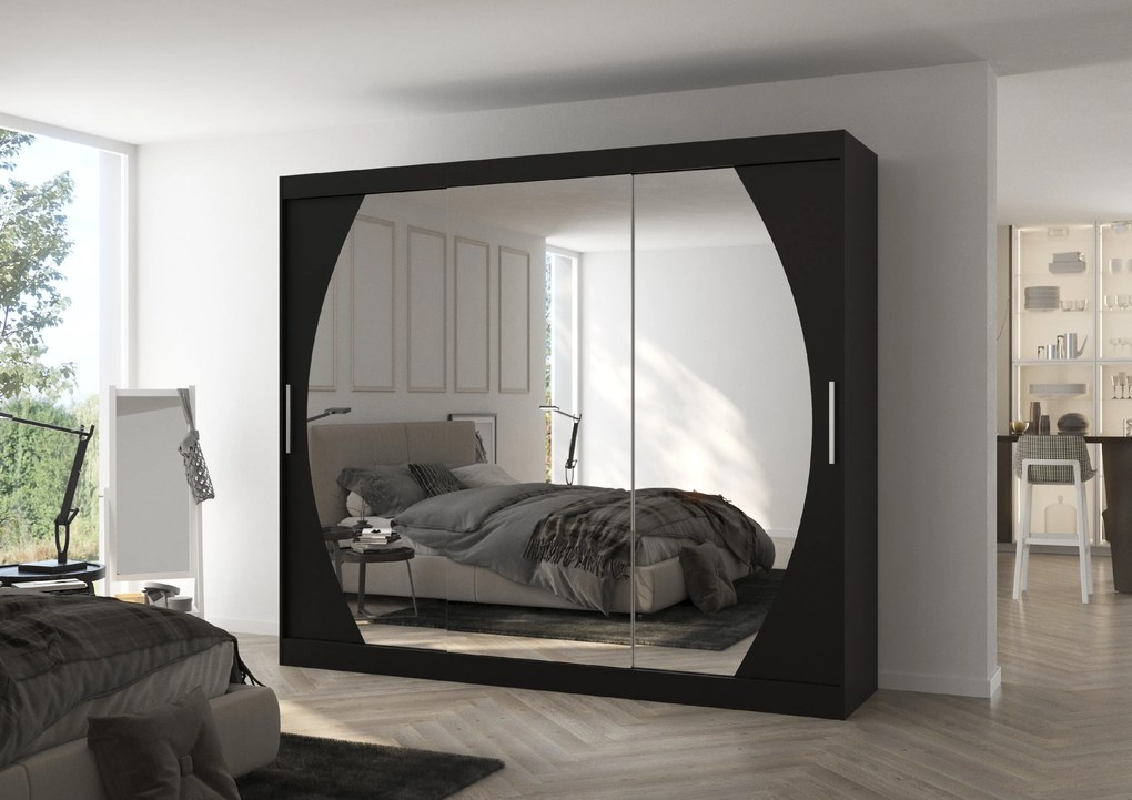 ADRK Furniture Skříň s posuvnými dveřmi a zrcadlem CAMBE 250 ADRK-SW-CAM-B-250
