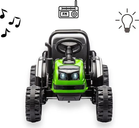 Elektrický traktor s přívěsem Farmer zelený