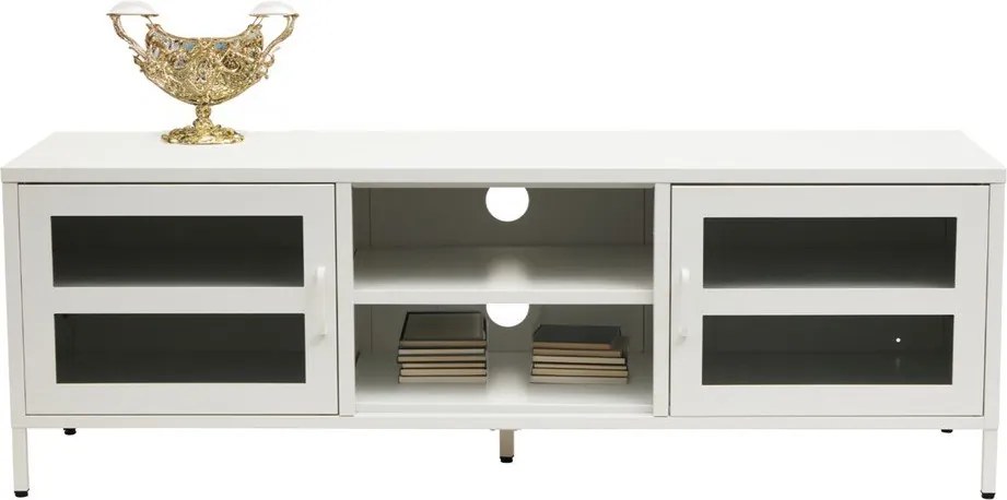 Bílý ocelový TV stolek 150x50x45 cm Acier – Premier Housewares