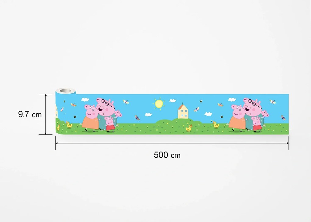 Dětská samolepící bordura na zeď Prasátko Peppa | 5 m x 9.7 cm | DWBD8145