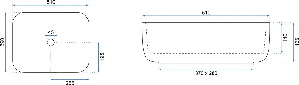 Rea Demi umyvadlo, 51 x 39 cm, bílá, REA-U1953