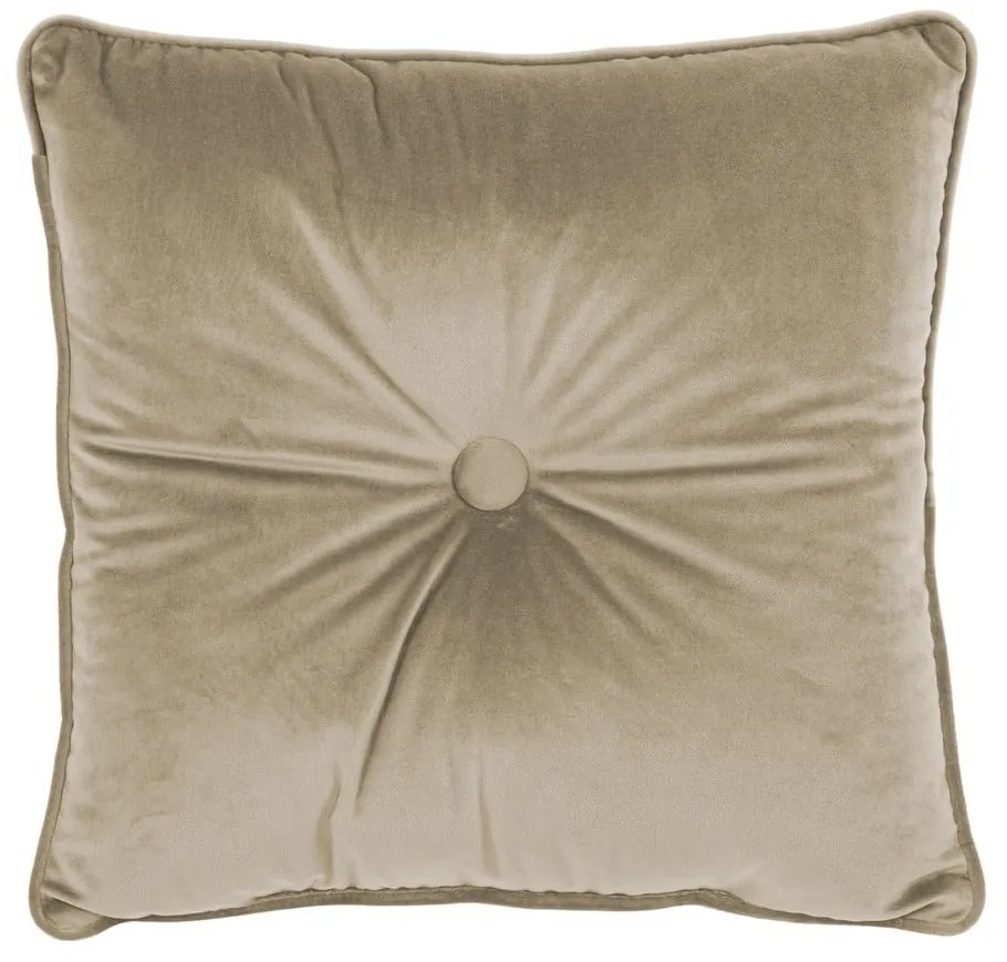 Béžový polštář Tiseco Home Studio Velvet Button, 45 x 45 cm
