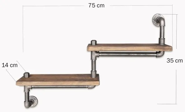 Nástěnná police BORURAF 35x75 cm smrk