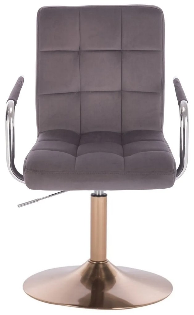 LuxuryForm DESIGN Otočná židle VERONA VELUR na zlatém talíři - tmavě šedá