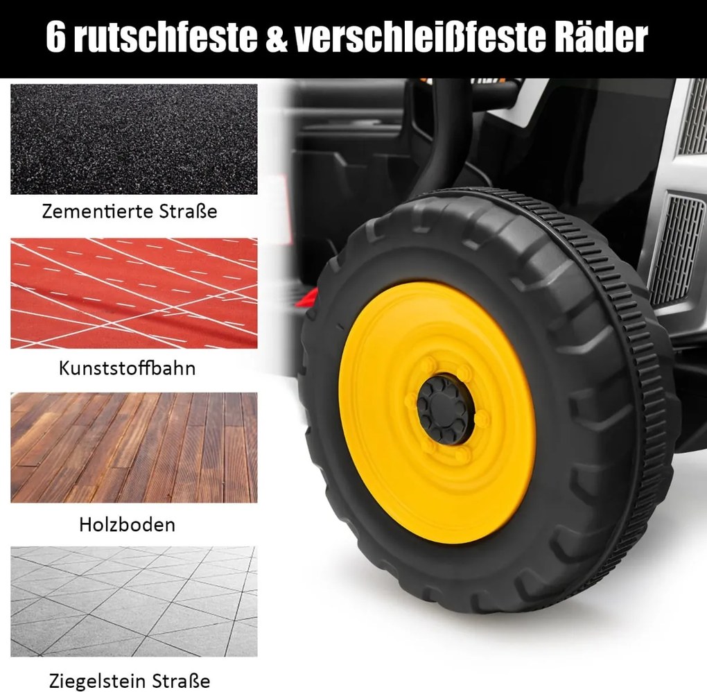 Costway 12 V dětský traktor s odnímatelným přívěsem a dálkovým ovládáním
