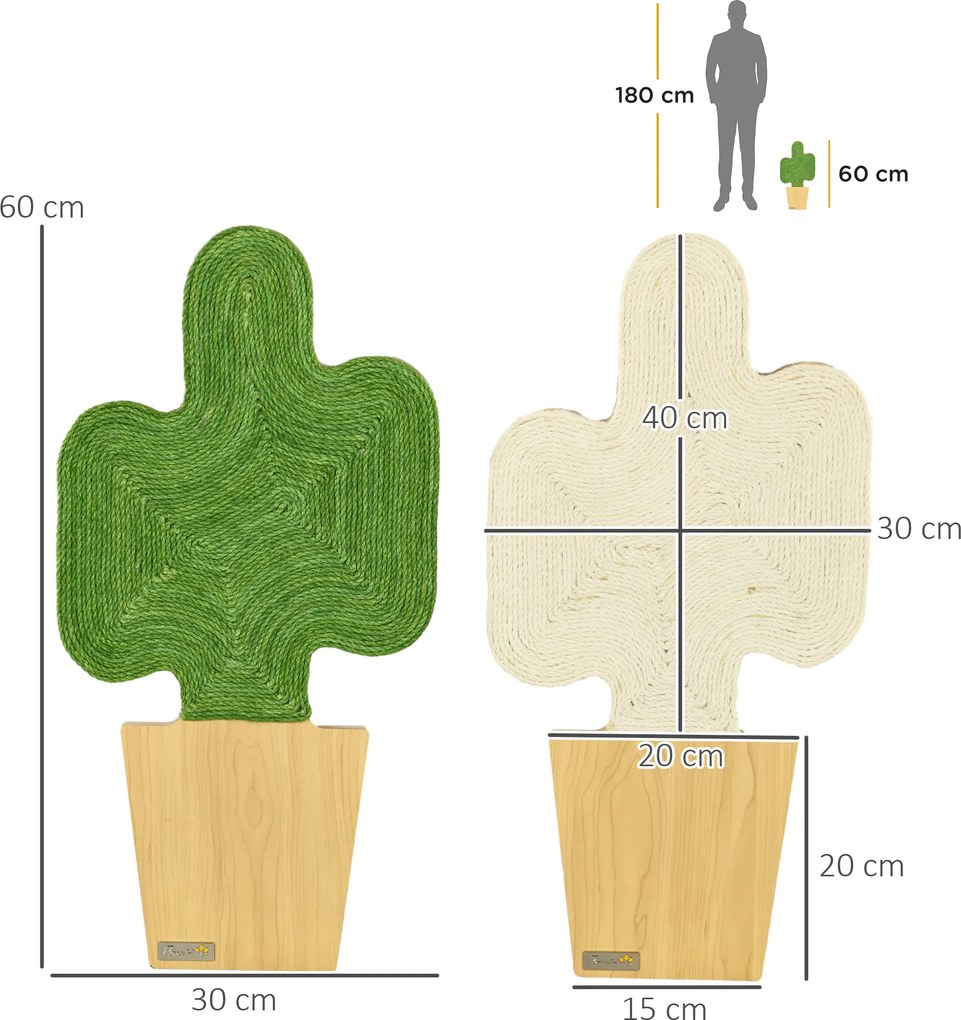 Škrabadla pro kočky nástěnná, design kaktus, zelená+bílá D30-763V00MX