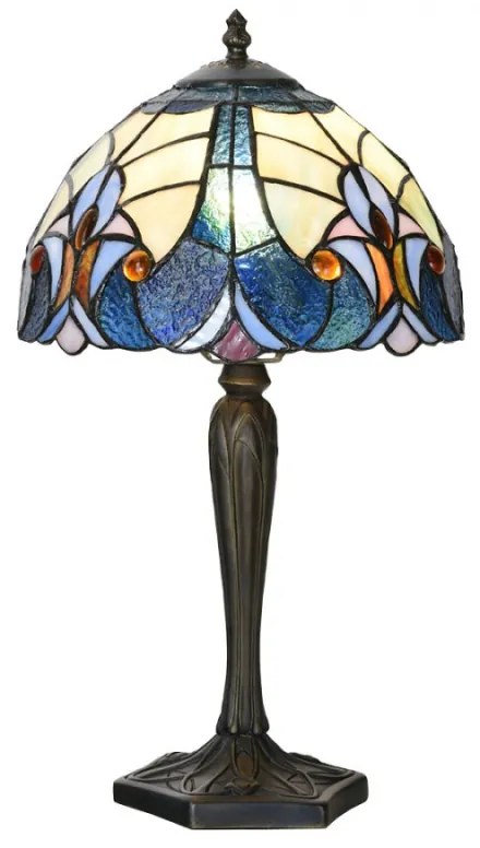 Stolní lampa Tiffany Berniss modrá – 25x40 cm