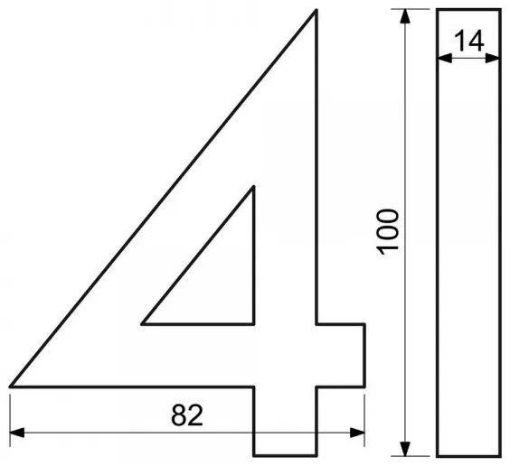 Domovní číslo "4", RN.100LV, broušené