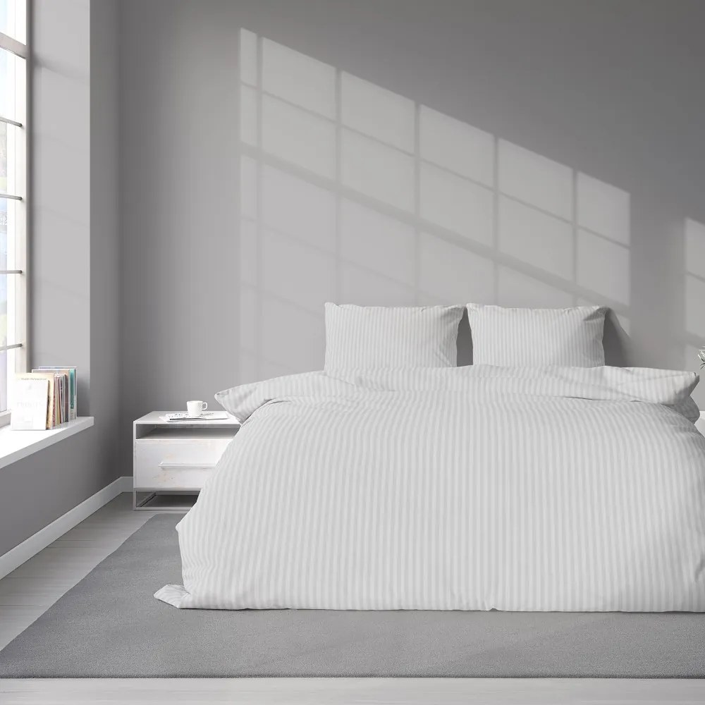 Detexpol Damaškové povlečení 180x200 stříbrné jednobarevné pruhy 1 cm Pure