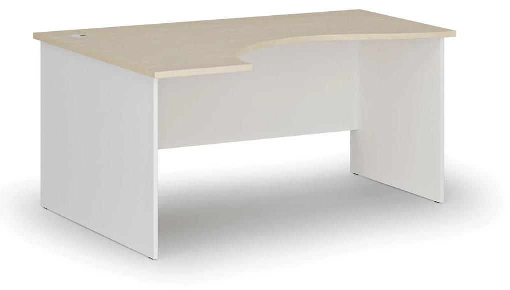 Ergonomický kancelářský pracovní stůl PRIMO WHITE, 1600 x 1200 mm, levý, bílá/ořech