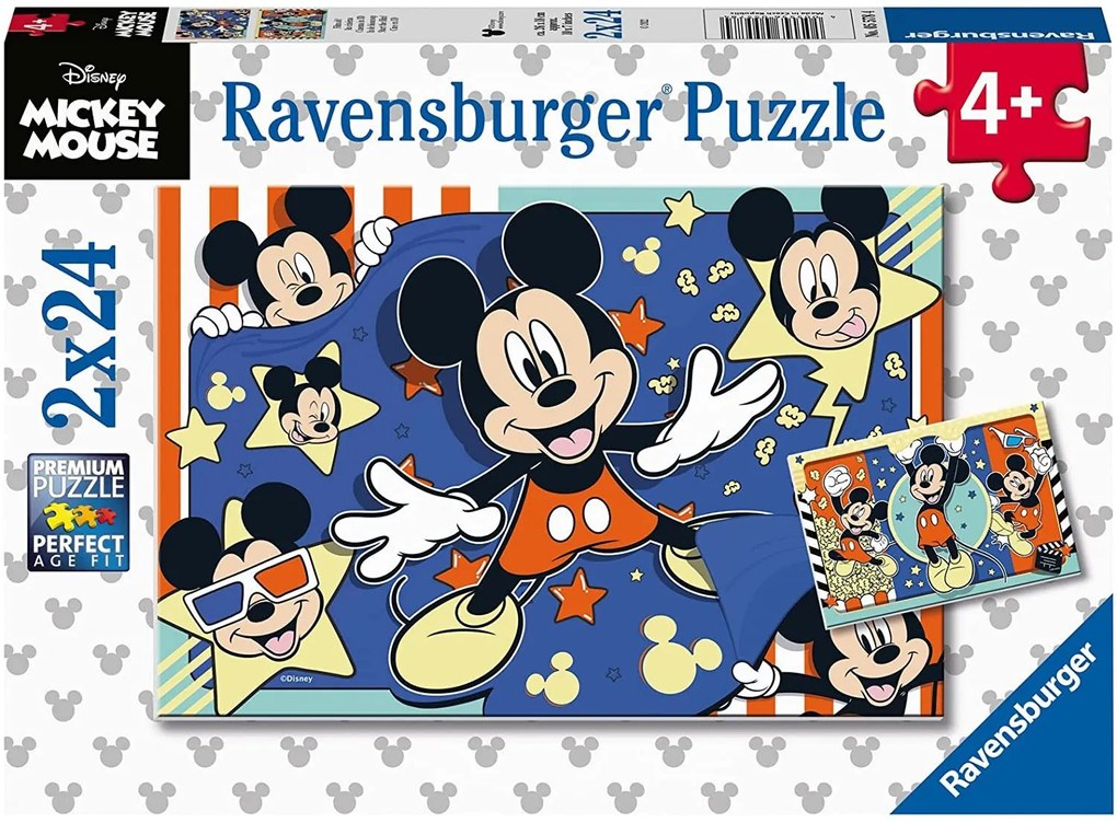 Puzzle ravensburger puzzle 055784 disney: mickey mouse 2x24 dílků