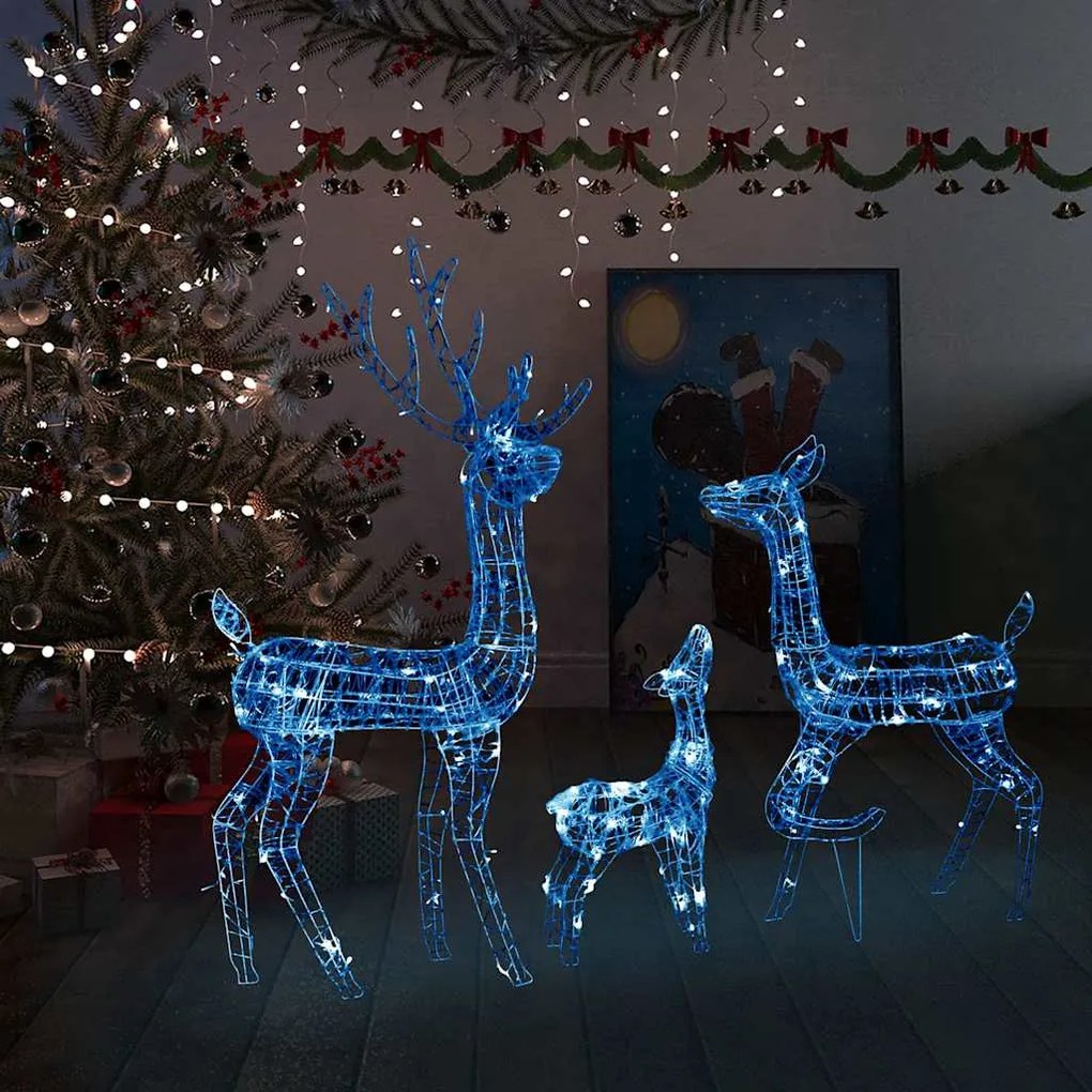 Vánoční dekorace akrylová sobí rodinka 300 LED modrá 329795
