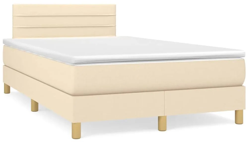 Box spring postel s matrací a LED krémová 120x190 cm textil 3270100