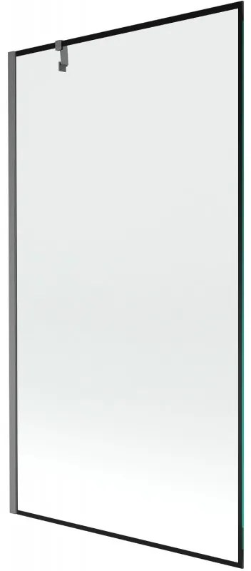 Mexen Next, 1-křídlová vanová zástěna 100 x 150 cm, 6mm čiré sklo - černý vzor, broušená grafitová, 895-100-000-00-70-66