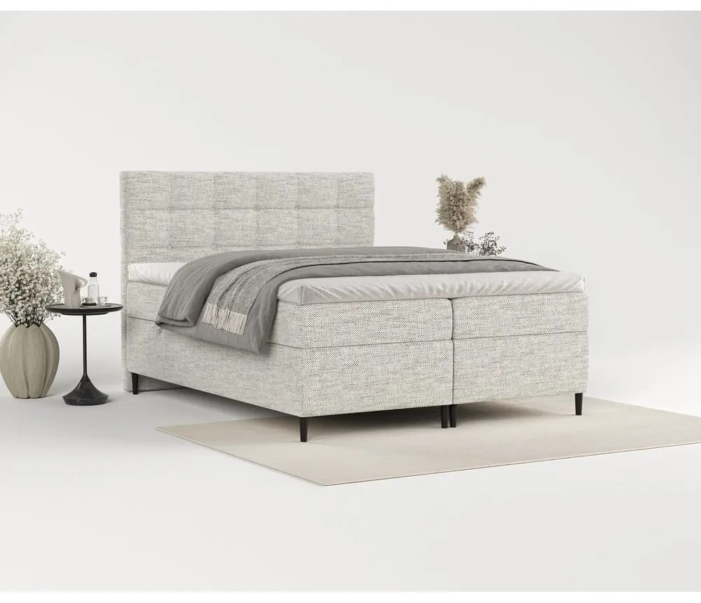 Světle šedá boxspring postel s úložným prostorem 200x200 cm Urbaneo – Maison de Rêve