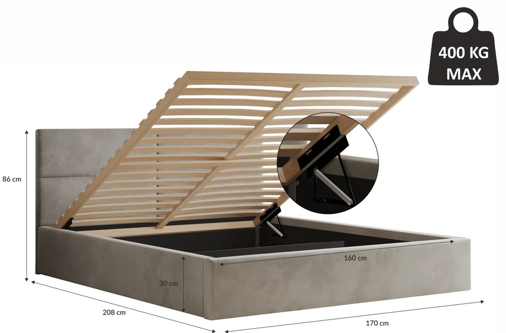 Postel WASTO 160x200 růžová s úložným prostorem