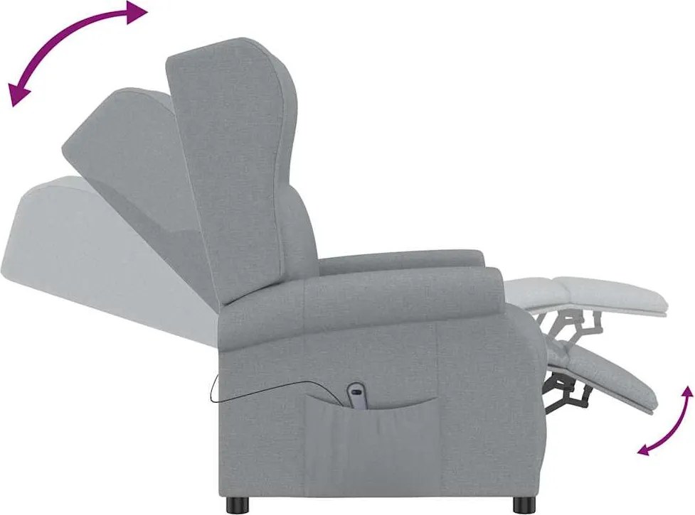 Elektrické polohovací křeslo ušák světle šedé textil 3098319