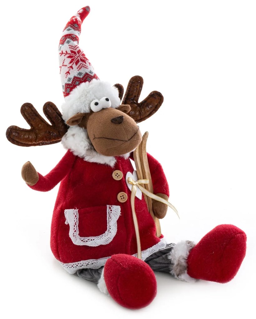 VÁNOČNÍ DEKORAČNÍ FIGURKA REINDEER 62 CM VÍCEBAREVNÁ