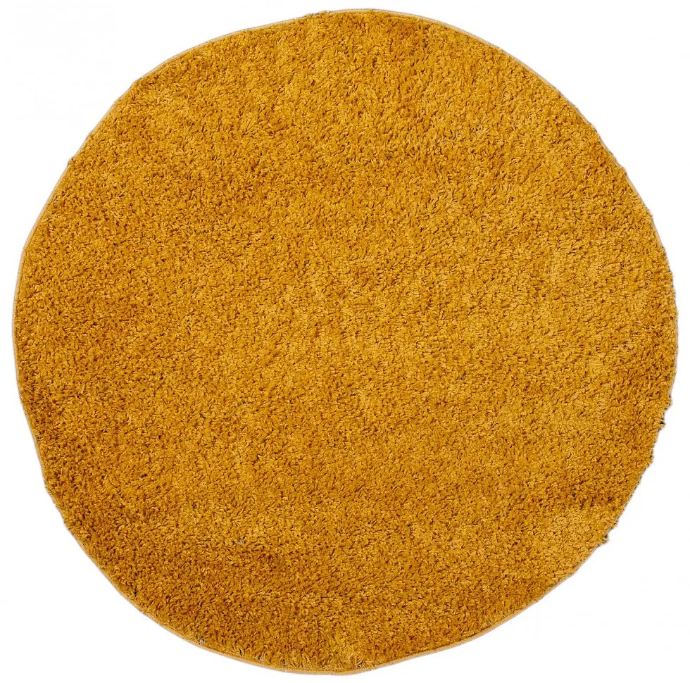 Kusový koberec Shaggy Soho žlutý kruh, Velikosti 100x100cm