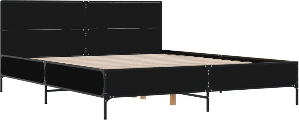 Rám postele černý 140 x 190 cm kompozitní dřevo a kov 3280032