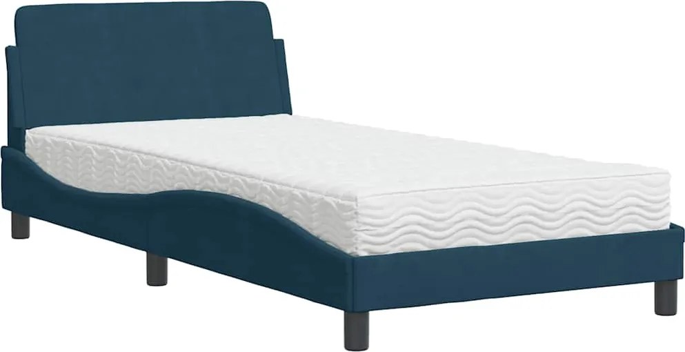 Postel s matrací Dover modrá 100 x 200 cm samet 3208355