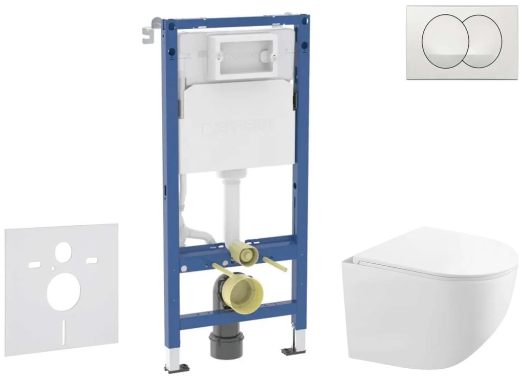 Geberit Duofix - Set předstěnové instalace, kompaktního klozetu Gaia a sedátka softclose, tlačítko Delta, bílá SANI11CA3150B
