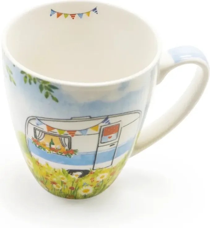 Porcelánový hrnek Prázdniny v karavanu, 350 ml – retro karavan, hrnek pro cestovatele a karavanisty